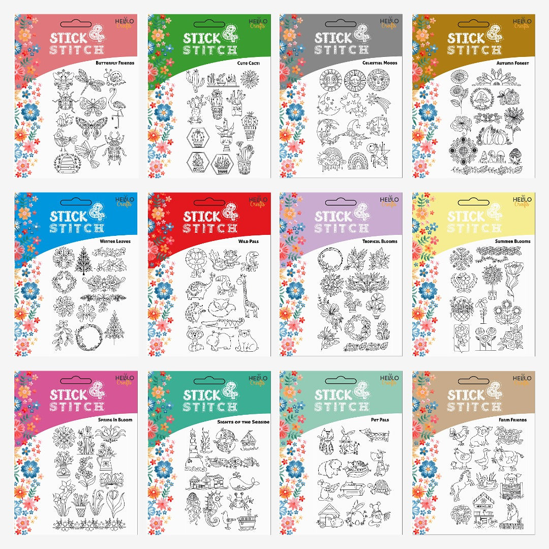 Stick & Stitch Bundle – 12 Design Pack – Hello Crafts